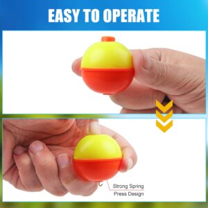 Fishing Bobbers Set,25-50pcs Snap-on Fishing Floats Bobbers Push Button Round Buoy Floats Bobber for Fishing Tackle Accessories Orange/Yellow