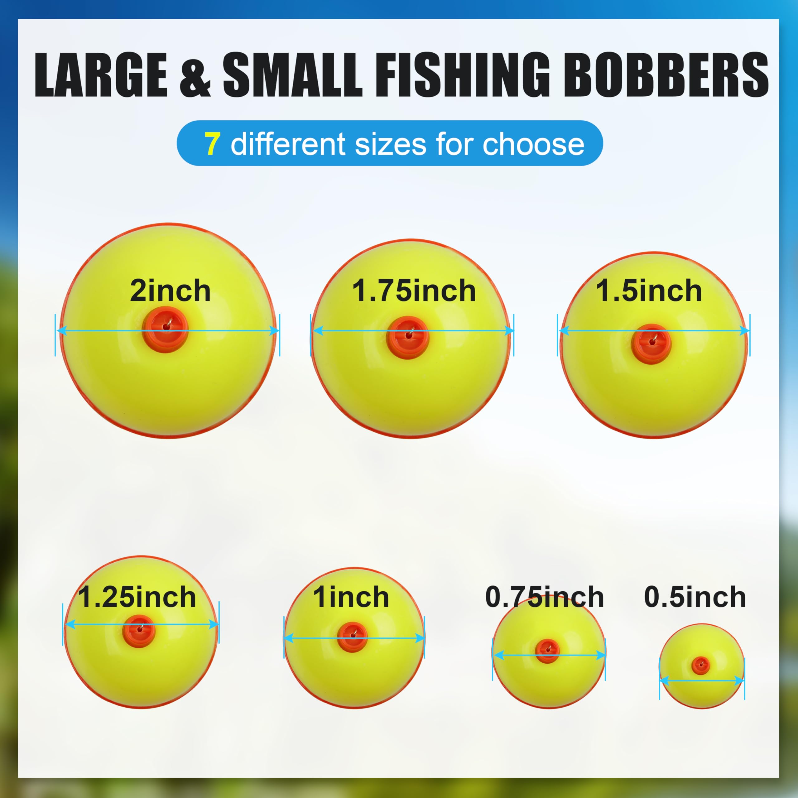 Fishing Bobbers Set,25-50pcs Snap-on Fishing Floats Bobbers Push Button Round Buoy Floats Bobber for Fishing Tackle Accessories Orange/Yellow