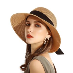 somaler womens straw sun hats wide brim foldable beach hats uv upf 50+ summer sun travel hat for women