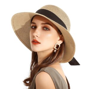 somaler womens straw sun hats wide brim foldable beach hats uv upf 50+ summer sun travel hat for women