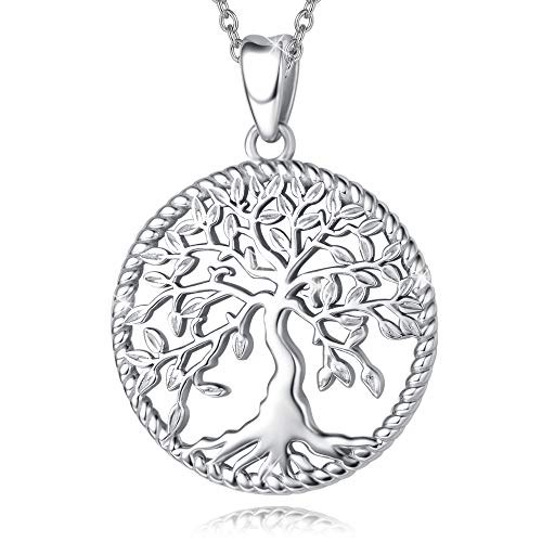 AGVANA 925 Sterling Silver Tree of Life Pendant Necklace for Women Delicate Jewelry Family Tree Necklace Anniversary Birthday Gifts for Women Wife Mom Grandma with Velvet Bag