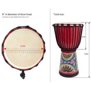 Kmise 8" Djembes African Hand Drum Mahogany Standard Goat Skin Drumhead (MI3039)