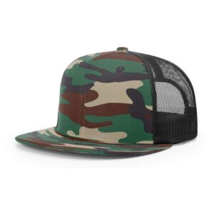 richardson unisex 511 flatbill trucker adjustable snapback baseball cap, split green camo/black, one size fits most