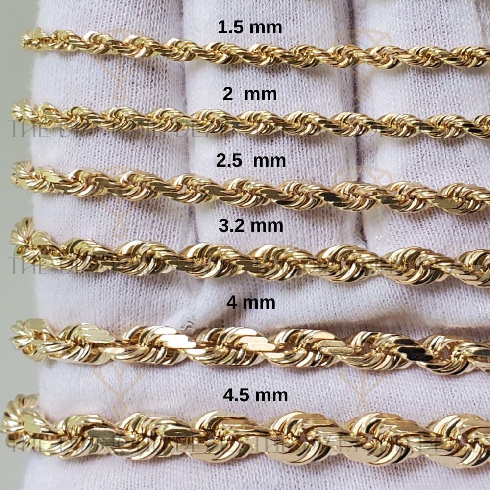 The Diamond Deal 10k REAL Yellow Gold 2.5mm Shiny Hollow Rope Chain Necklace for Pendants and Charms with Lobster-Claw Clasp (18" And yellow-gold)