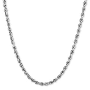 The Diamond Deal 14k REAL Yellow or White Gold 2.00mm Shiny Hollow Rope Chain Necklace for Pendants and Charms with Lobster-Claw Clasp (16" And white-gold)