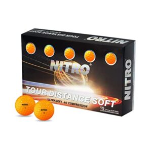 nitro tour distance soft 15 pack - orange golf balls