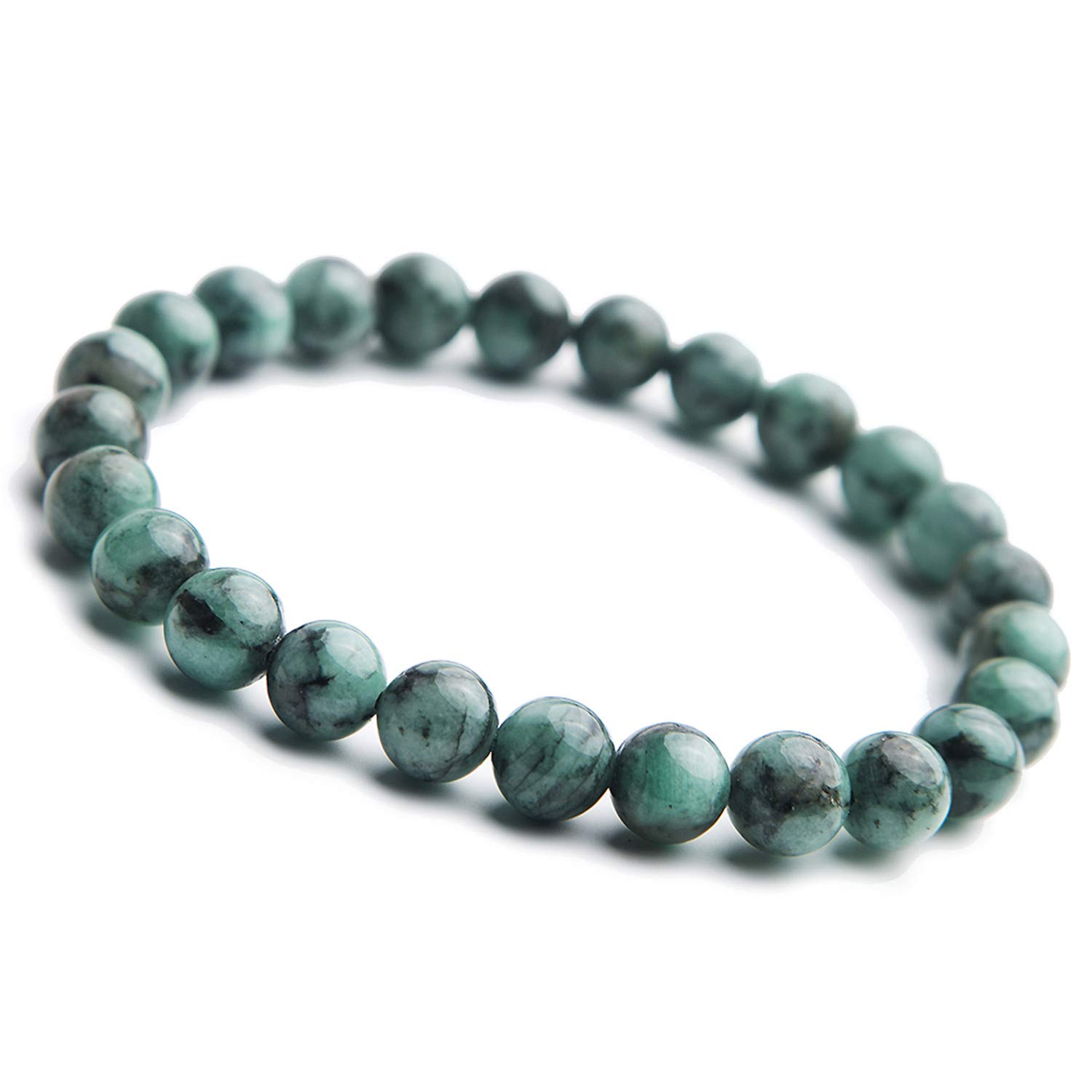 7mm Natural Green Emerald Gemstone Round Beads Women Men Bracelet AAAAA