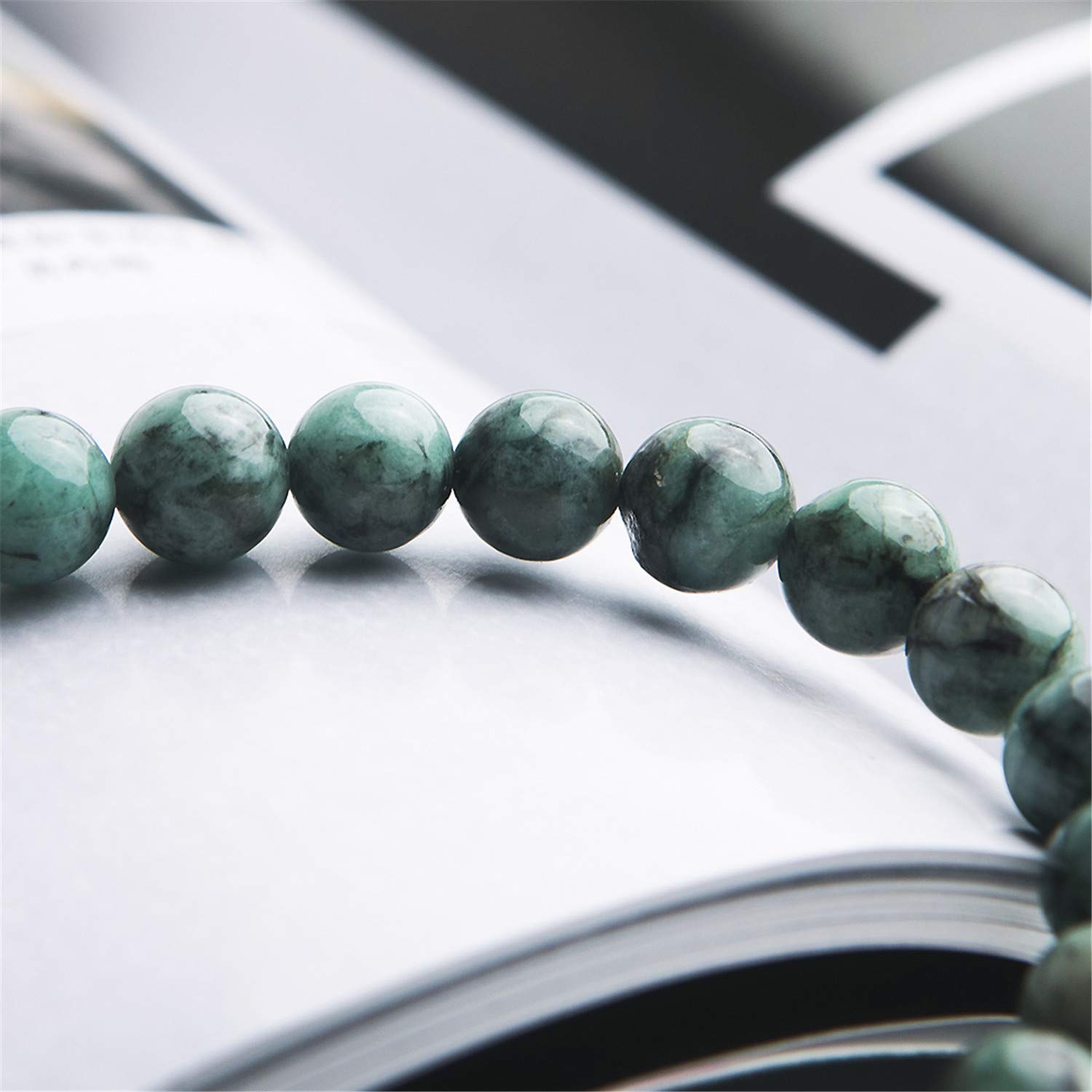 7mm Natural Green Emerald Gemstone Round Beads Women Men Bracelet AAAAA