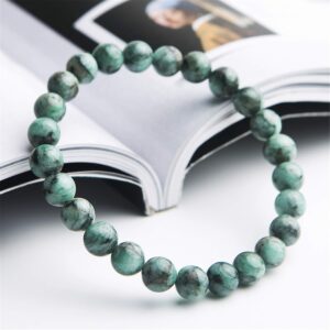 7mm Natural Green Emerald Gemstone Round Beads Women Men Bracelet AAAAA