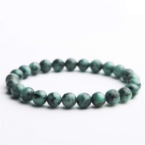 7mm Natural Green Emerald Gemstone Round Beads Women Men Bracelet AAAAA