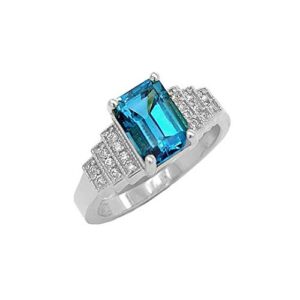 takar 925 sterling silver london blue topaz and diamond wedding ring, gemstone rings for women, december birthstone gifts, blue topaz jewelry for women made in usa