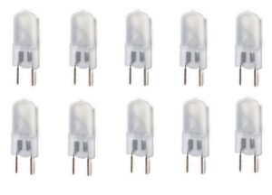 g8 frosted halogen bulbs 20w g8 20 watt 120v halogen light bulbs t4 jcd type 120v bi-pin base g8 lamp for under cabinet puck lighting, frosted glass lens,warm white,2700k,10 pack