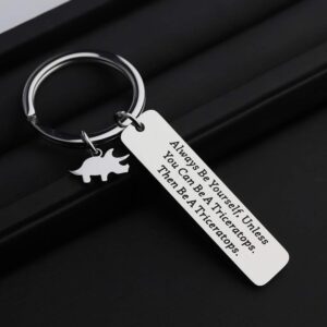 TGBJE Triceratops Stainless Steel Keychain (Dinosaur, Modern Style, 5*1.2cm, for Dinosaur Lovers)