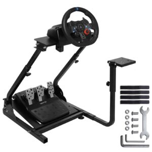 hottoby g920 steering wheel stand fit for logitech g25 g27 g29 g923,tilt-adjustable racing simulator cockpit, shifter mount pro,not included wheel and pedals