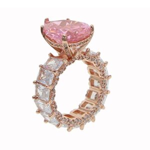 ATJMLADYJEWELRY Pear Shape Big Diamond Cz Wedding Ring For Women Clear Pink Cubic Zirconia Engagment Rings (rose-gold-plated-brass, 7)