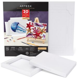 arteza mixed media paper foldable canvas pad, 7x8.6 inches, 20 sheets, diy frame