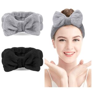 lades facial headband - terry cloth headbands for face washing,skin care,makeup,bow spa hair headband for washing face