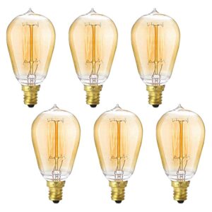 new orange heart vintage edison light bulbs, e12 candelabra light bulbs, 40w dimmable incandescent bulb, 110-130v, st45 squirrel cage filament edison bulb for home light fixtures decorative 6-pack