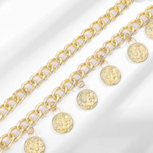 Sinalty Coin Waist Chain Gold Belly Chain Layered Body Chains Party Belly Body Jewelry Accessories for Women and Girls(B)