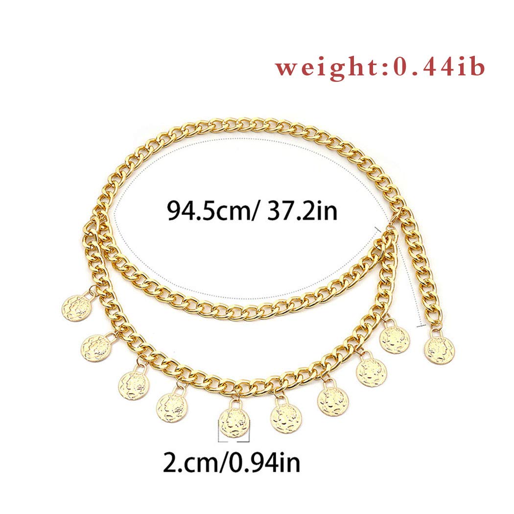 Sinalty Coin Waist Chain Gold Belly Chain Layered Body Chains Party Belly Body Jewelry Accessories for Women and Girls(B)