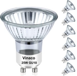 vinaco gu10 bulb 25w 120v, 6 pack long lifespan mr16 gu10 halogen bulb, gu10 dimmable warm white 2800k for np5 gu10 120v 25w bulb candle warmer, gu10+c 120v 25w bulb for track light bulbs, hood bulbs