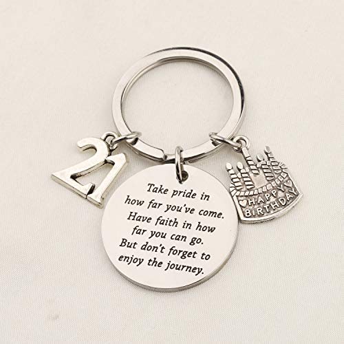 BNQL Birthday Keychain Gift 12th 13th 16th 18th 21st Happy Birthday Gifts Son Daughter Birthday Gifts Friendship Family Birthday Jewelry Keyring (21st keychain)