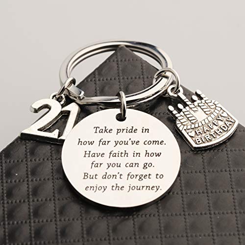 BNQL Birthday Keychain Gift 12th 13th 16th 18th 21st Happy Birthday Gifts Son Daughter Birthday Gifts Friendship Family Birthday Jewelry Keyring (21st keychain)