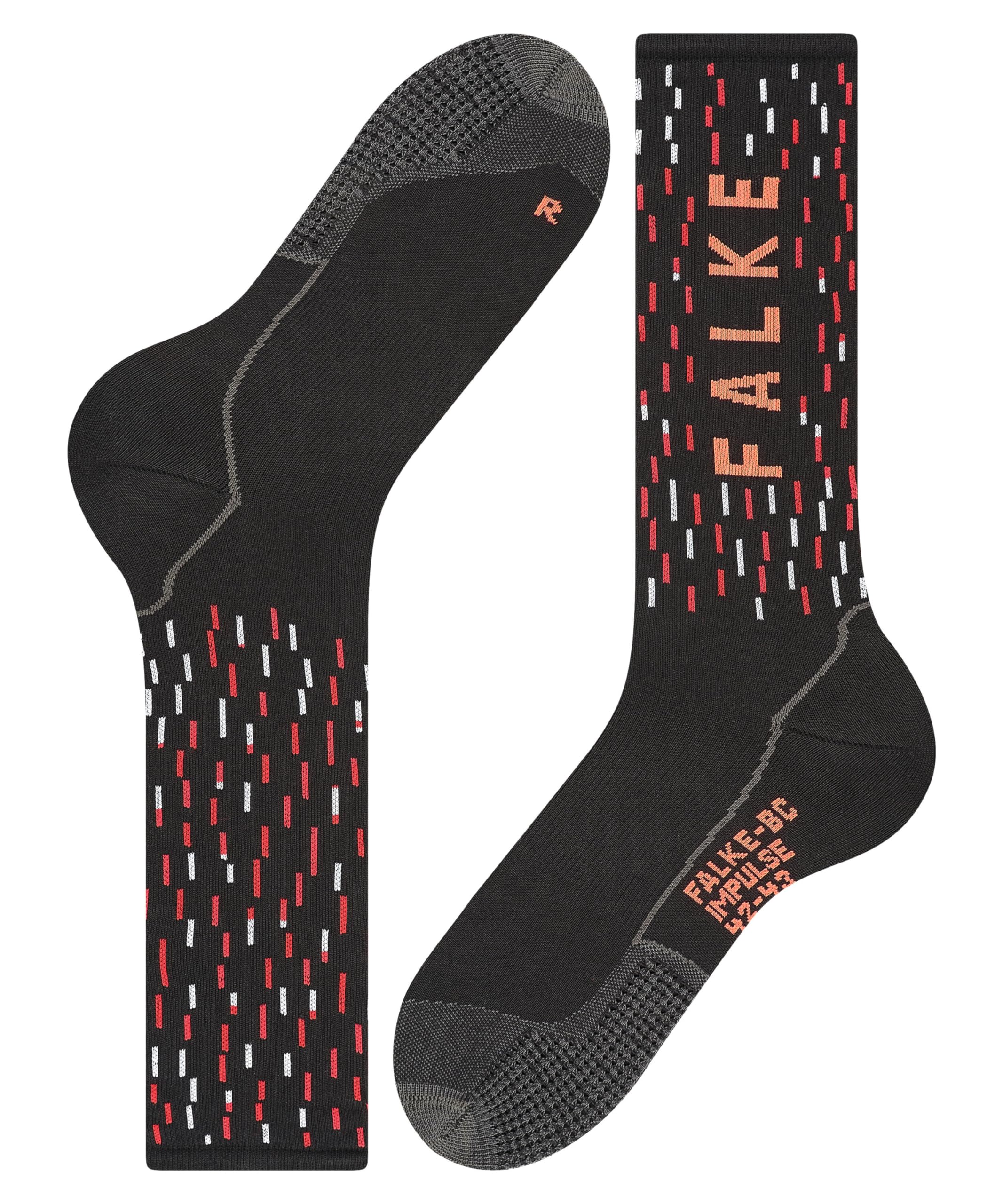 FALKE Unisex BC Impulse Peloton Cycling Socks, Breathable Quick Dry, Mid Calf, Ultra Thin Cushion, Lightweight, Black (Black 3008), 10.5-11.5, 1 Pair