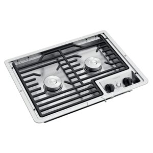 dometic drop-in cooktop - two burner cooktop cast iron/flat wire grate -top mount stove for rv and outdoor camper kitchens