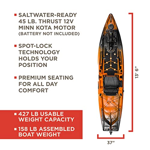 Old Town Sportsman AutoPilot 136 Motorized Fishing Kayak with Minn Kota Trolling Motor (Ember Camo)