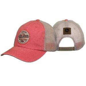 john deere tractors women's ivory patch cap, ivory and coral