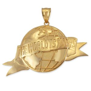 14k yellow gold the world is yours globe pendant