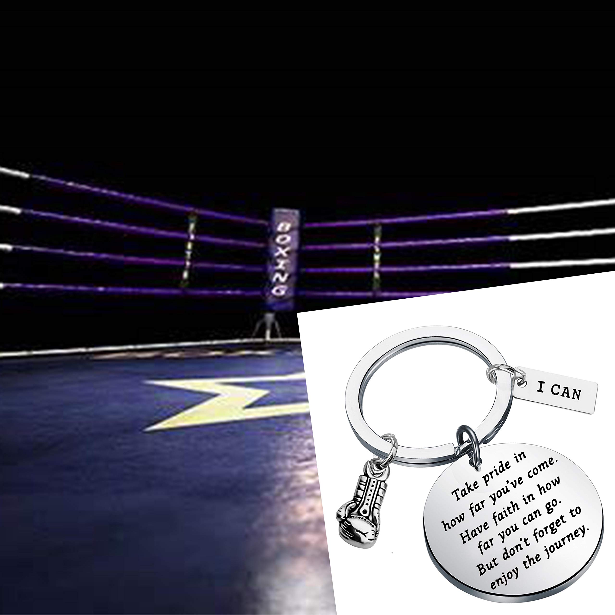 Boxing Keychain Gift Boxing Gloves Keychain Boxer Fan Gift Inspiration Gifts for Boxers Boxing Coach Take Pride in How Far You Have Come (boxing keychain)