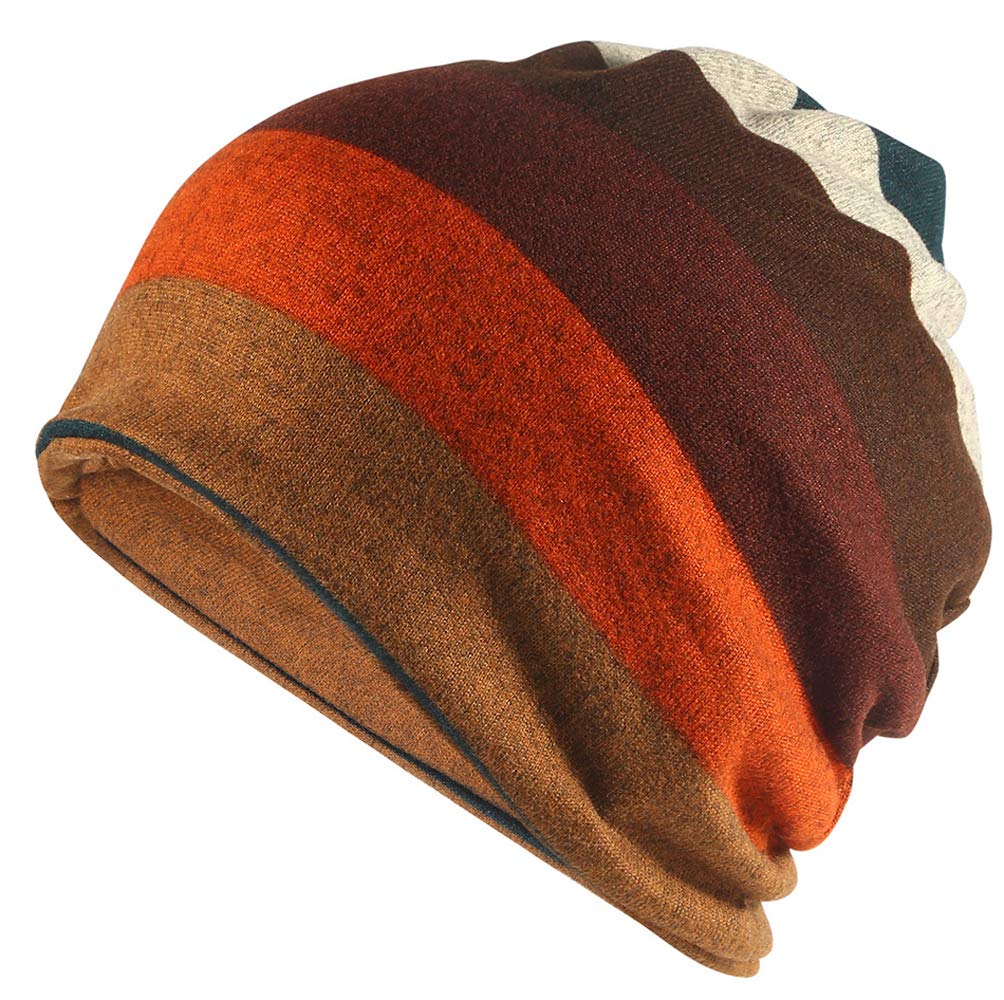 Jemis Women's Baggy Slouchy Beanie Chemo Cap for Cancer Patients (3 Pack Blue & Orange & Yellow)