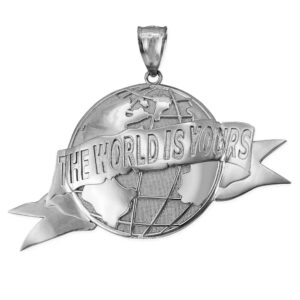 la blingz sterling silver the world is yours globe pendant