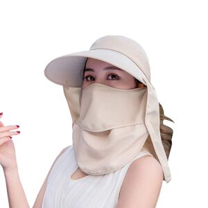 outdoor upf 50+ uv sun protection waterproof breathable face neck flap cover folding sun hat for men/women (khaki -4)