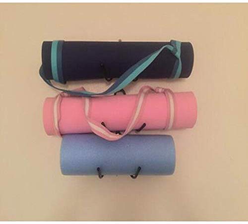 AUXPhome 3 Pack Wall Mount Foam Roller Holder and Yoga Mat Storage and Towel Rack - Flexible Adjustable Hooks - Ideal for Home, Small Studio,Fitness Class or Commercial use