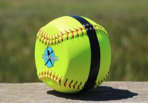 spinform softball pitching and throwing spin trainer, 12" leather ball with raised stitched seams, ideal for all distances and speeds