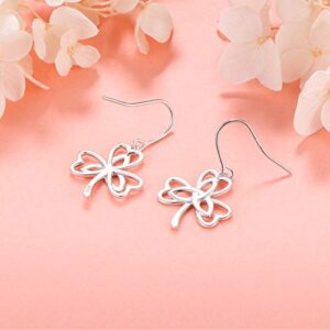 S925 Sterling Silver Good Luck Irish Shamrock Celtic Earrings Celtic Knot Drop Dangle Earrings for Women St Patricks Day Gifts (03_Celtic Clover Earrings)