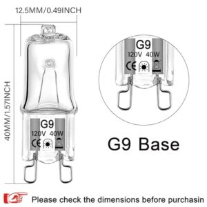 G9 Halogen Bulb 40 Watt 120 Volt Dimmable T4 JCD Type Bi-Pin Base for Chandeliers, Pendants, Cabinet Lights, Landscape Lights Replacement, Warm White (10 Pack)