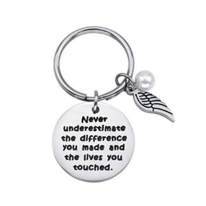 queyuen never underestimate the difference you made and the lives you touched keychain,thank you gift,inspirational key chain for women