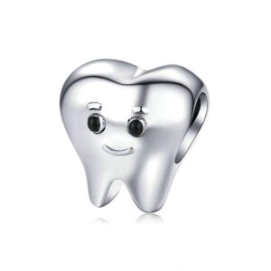 smile tooth charm 925 sterling silver health charm anniversary charm love charm birthday charm for pandora charm bracelet (a)