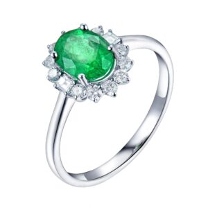 lanmi 14k rose white gold natural emerald promise engagement wedding rings for women ladies gift promotion