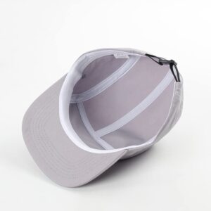 DongKing 5 Panels Baseball Cap Classic Flat Bill Hat Cotton Short Flat Brim Caps (Gray)