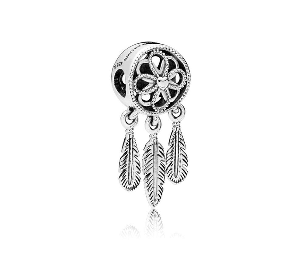 MiniJewelry Women Dreamcatcher Charm fits Pandora Moments Bracelets Catcher Feather Dangle Bead Girls Daughter Sister Granddaughter