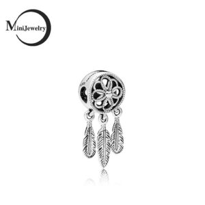 MiniJewelry Women Dreamcatcher Charm fits Pandora Moments Bracelets Catcher Feather Dangle Bead Girls Daughter Sister Granddaughter