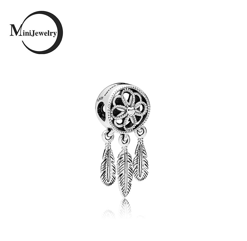 MiniJewelry Women Dreamcatcher Charm fits Pandora Moments Bracelets Catcher Feather Dangle Bead Girls Daughter Sister Granddaughter