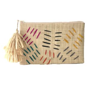 mar y sol women's selva zig zag slim raffia straw clutch (multi)