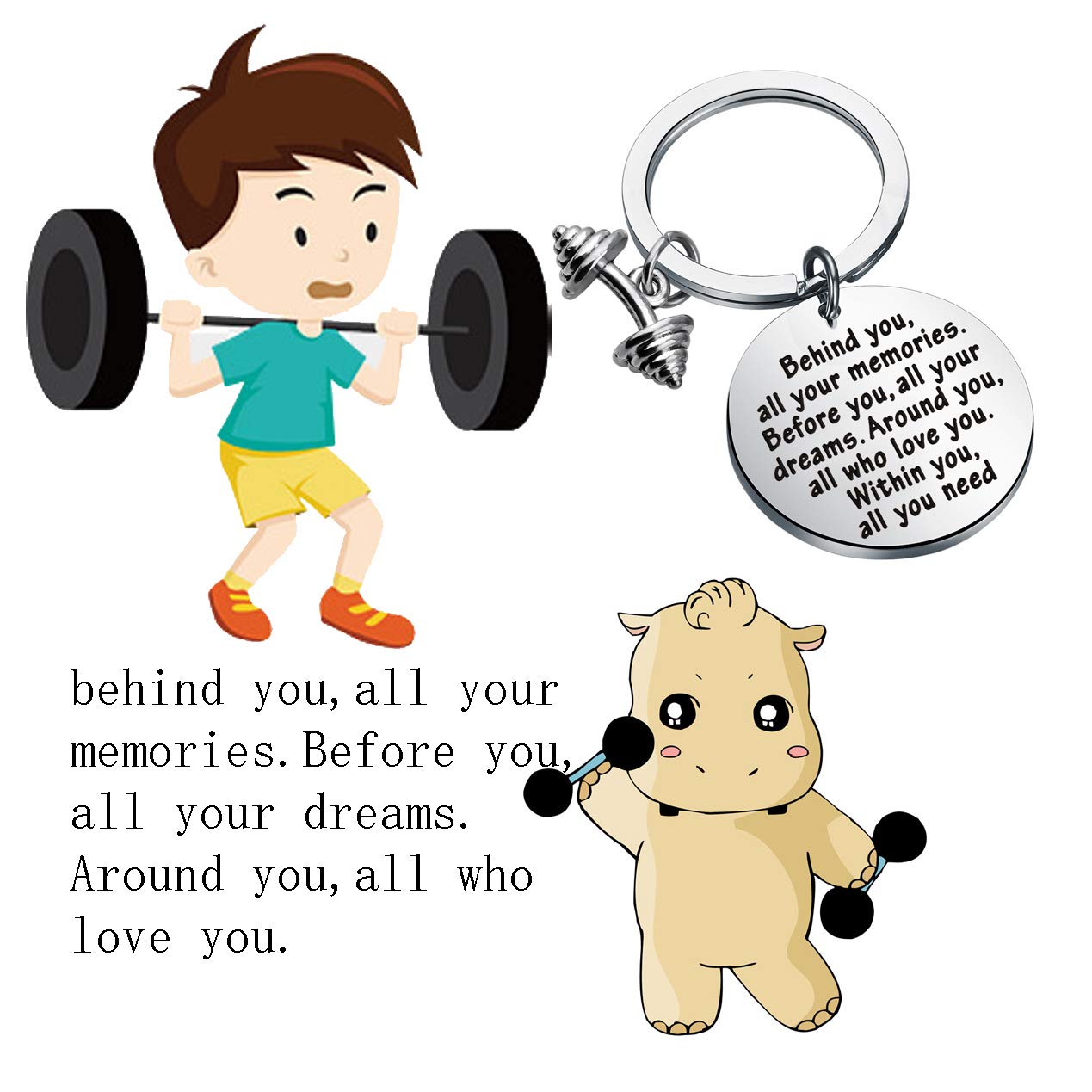 FEELMEM Fitness Keychain Fitness Gift Workout Coach Gift Bodybuilding Jewelry Personal Trainer Gift(Fitness Gift)