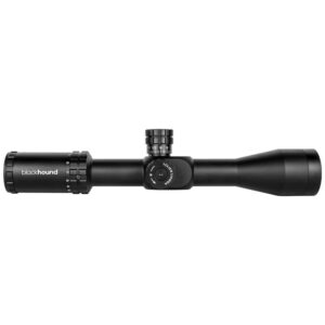 Blackhound Optics Genesis 4-14x44 FFP MOA, Illuminated 1/4 MOA Reticle, Zero Stop and Parallax with 30mm Scope Rings, 44mm Scope Hood and Mounting Bubble Levels